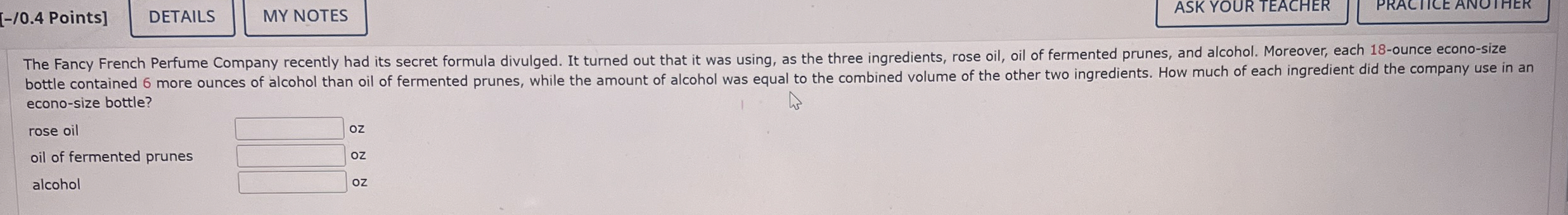 Solved The Fancy French Perfume Company recently had its | Chegg.com