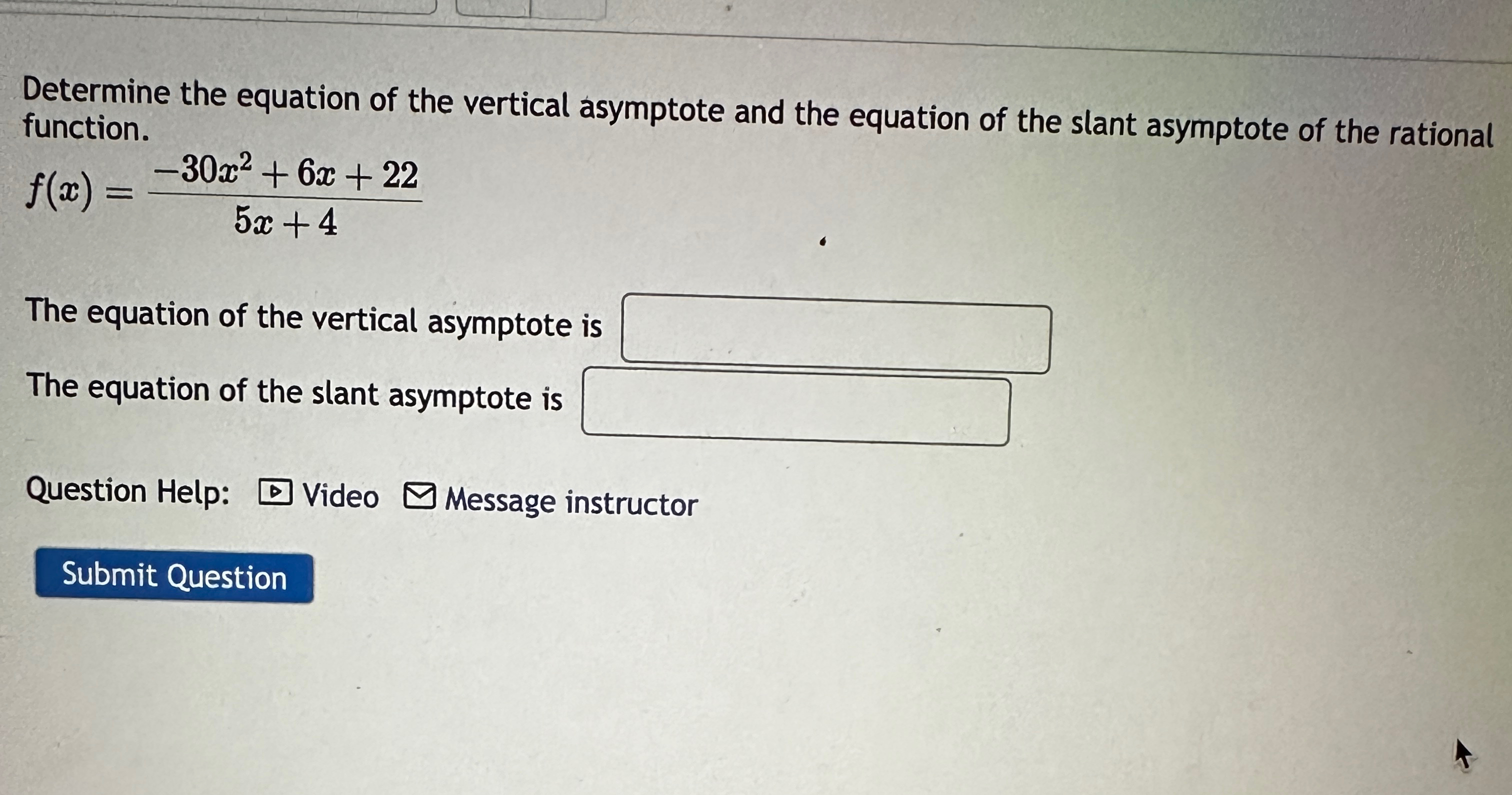 Solved Determine The Equation Of The Vertical Asymptote And 3526