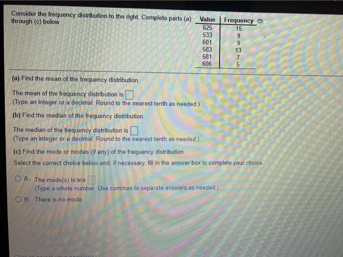 Solved Consider the frequency distribution to the right. | Chegg.com