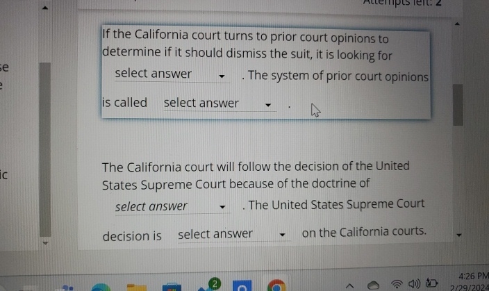 Solved If the California court turns to prior court opinions | Chegg.com