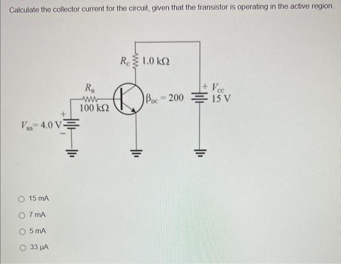 Solved Calculate the collector current for the circuit, | Chegg.com