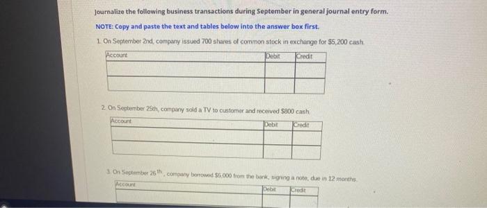 Solved journalize the following business transactions during | Chegg.com