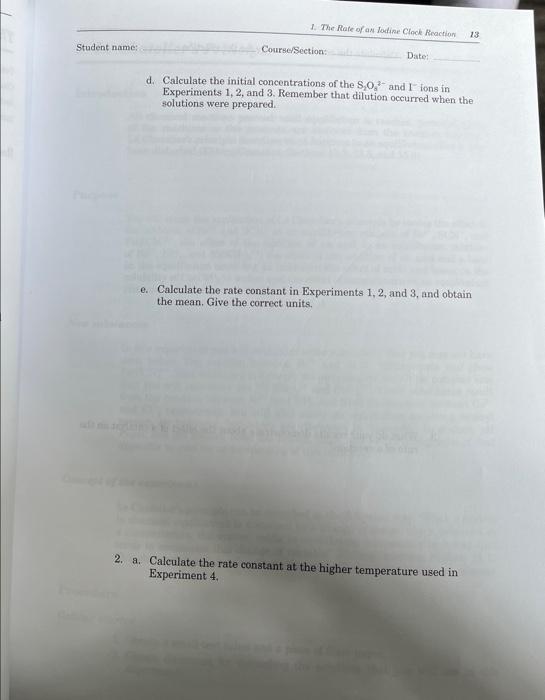 Laboratory temperature: 17=01. a. Calculate the | Chegg.com