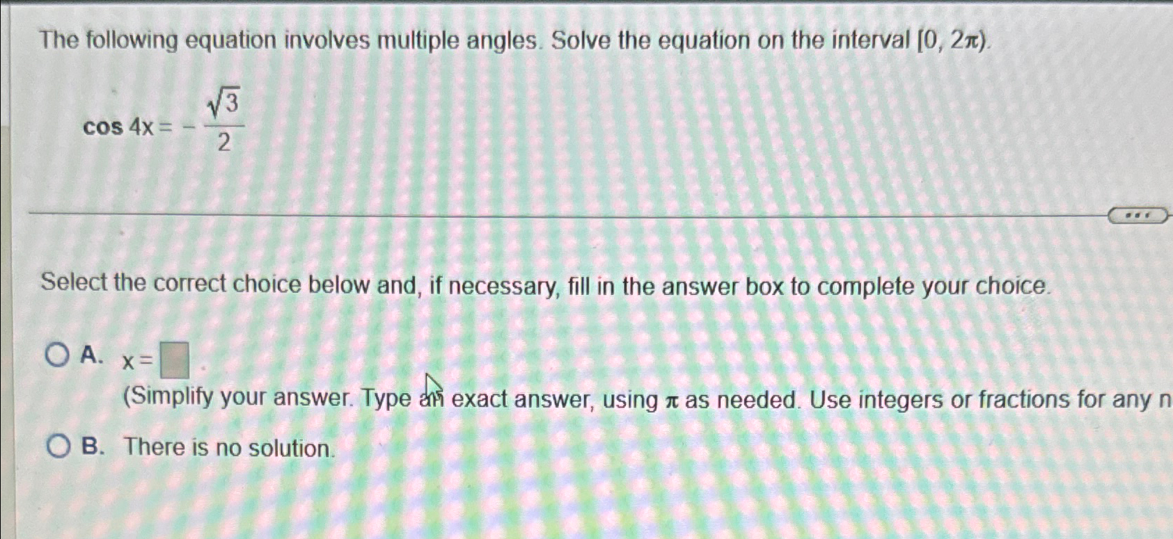 Solved The following equation involves multiple angles. | Chegg.com
