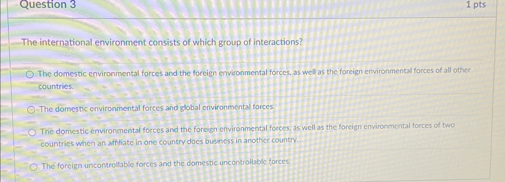 Solved Question 31 ﻿ptsThe international environment | Chegg.com