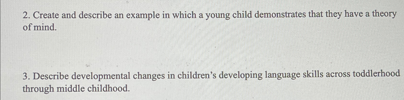 Solved Create and describe an example in which a young child | Chegg.com