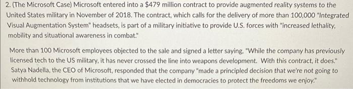 2. (The Microsoft Case) Microsoft entered into a $479 | Chegg.com