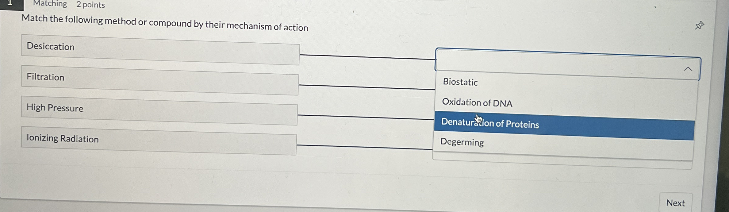 Solved Matching 2 ﻿pointsMatch the following method or | Chegg.com