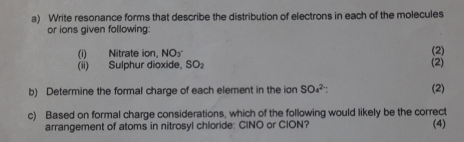 Solved a) Write resonance forms that describe the | Chegg.com