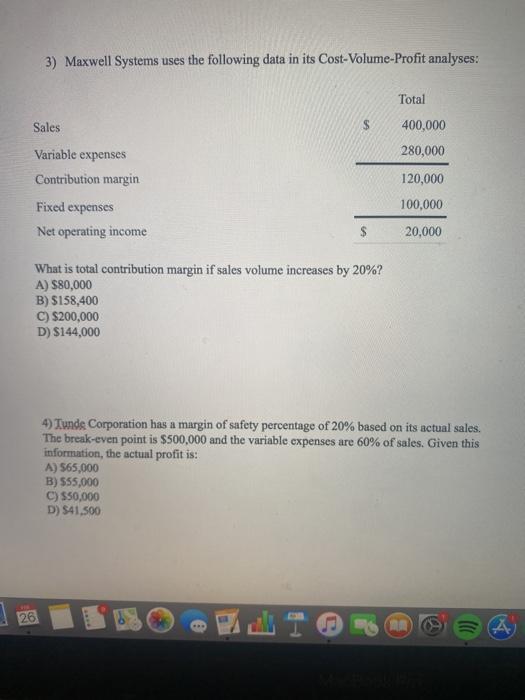 Solved 3) Maxwell Systems uses the following data in its | Chegg.com