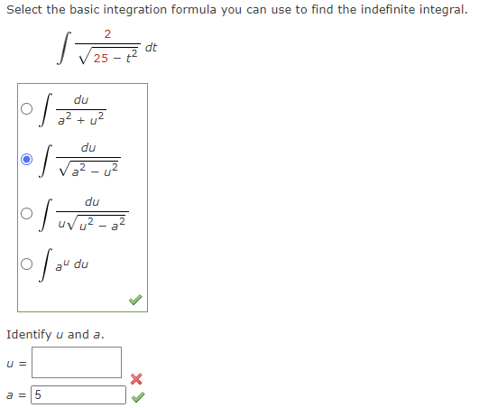 Solved Select the basic integration formula you can use to | Chegg.com