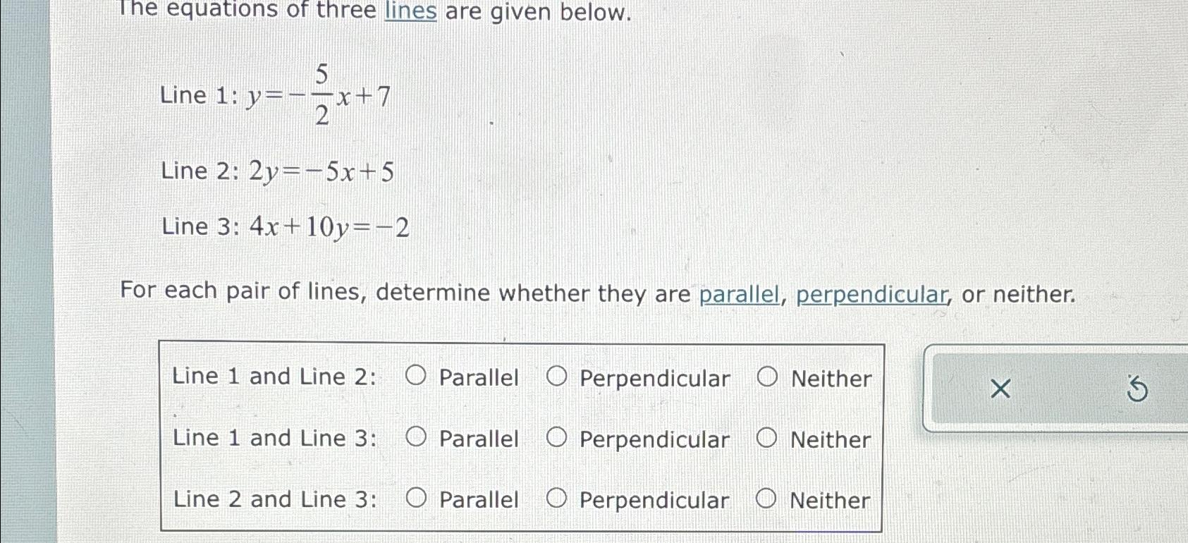 Solved The equations of three lines are given below.Line 1: | Chegg.com