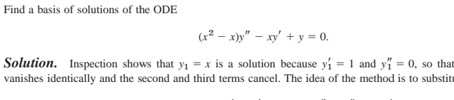 Find a basis of solutions of the ODE | Chegg.com