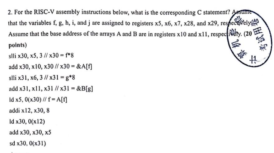 Solved For the RISC-V assembly instructions below, what is | Chegg.com