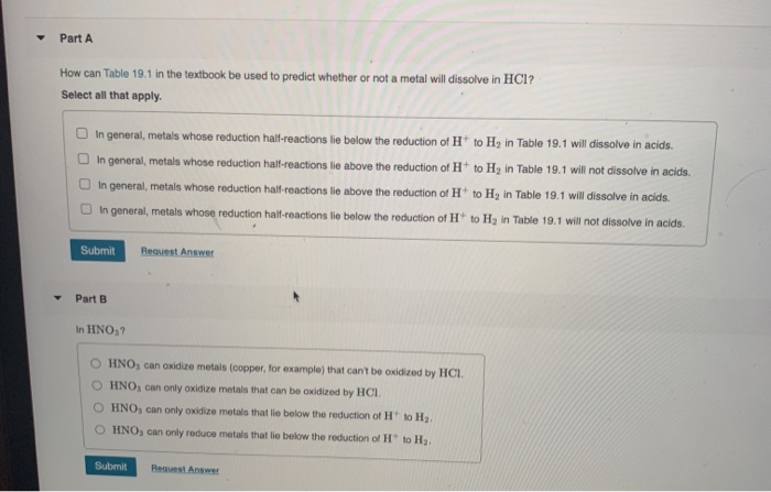 Part A How can Table 19.1 in the textbook be used to | Chegg.com
