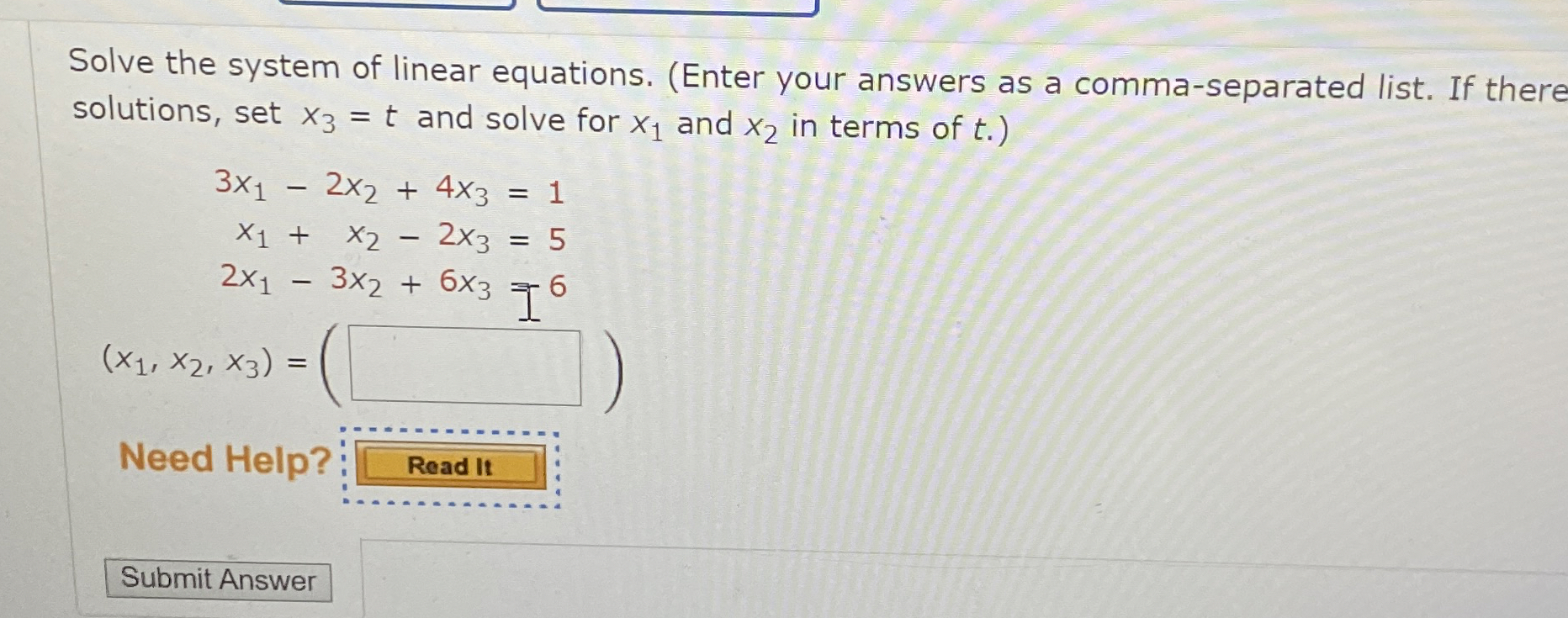 Solved Solve the system of linear equations. (Enter your | Chegg.com