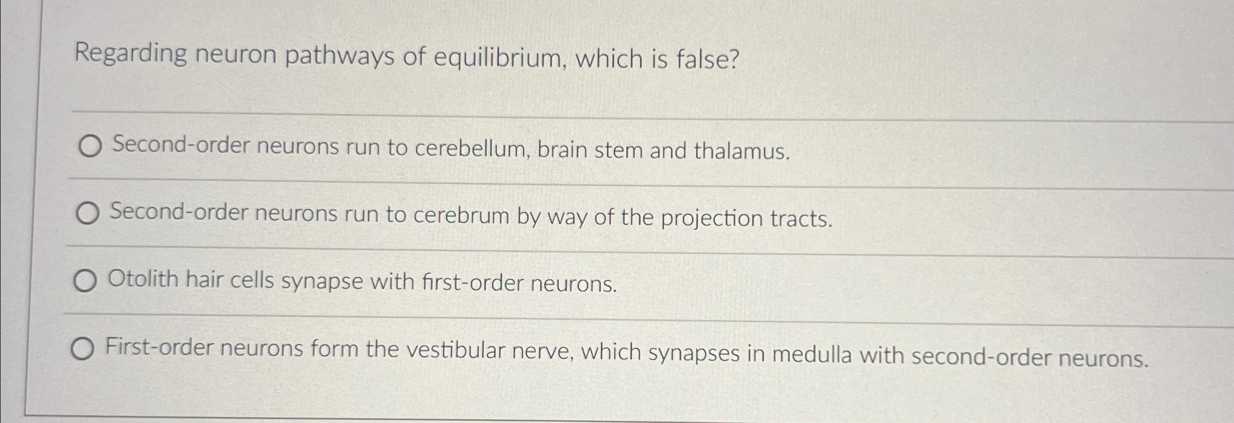 Solved Regarding neuron pathways of equilibrium, which is | Chegg.com