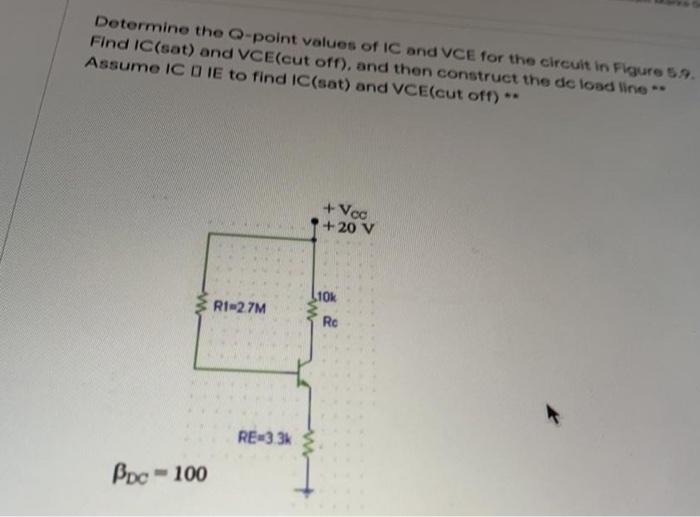 Solved Determine the Q-point values of IC and VCE for the | Chegg.com