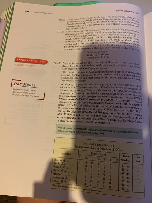 7-6 CHAPTER 7. Paytoll Project Payroll Accounting | Chegg.com