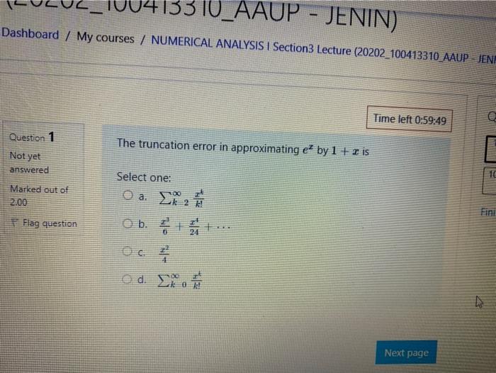 Solved 310_AAUP - JENIN) Dashboard / My courses / NUMERICAL | Chegg.com