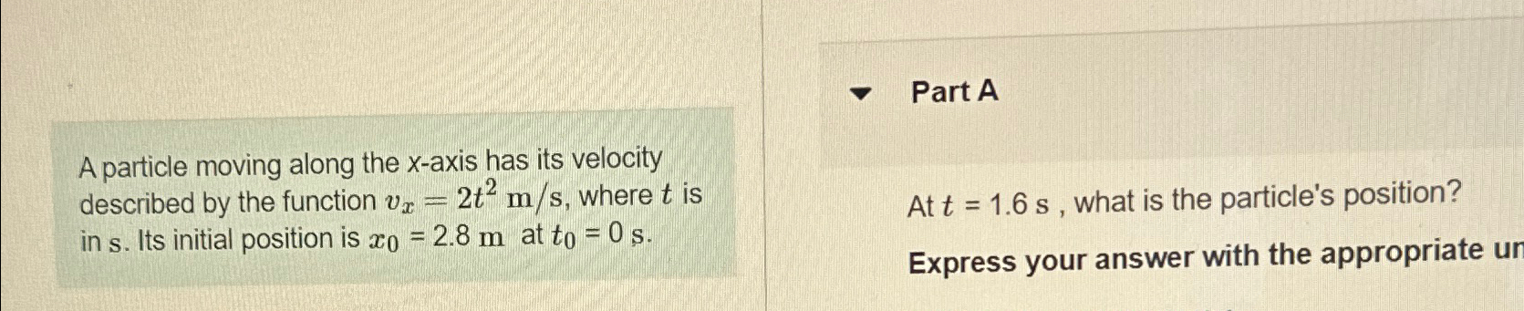 Solved Part AA particle moving along the x-axis has its | Chegg.com