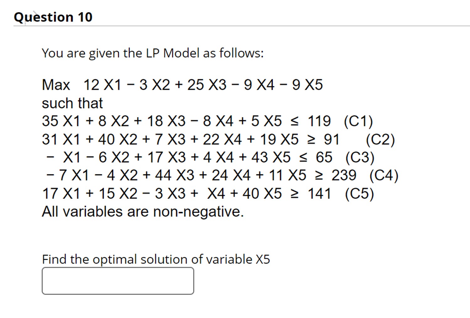Solved Question 10You are given the LP Model as follows:Max | Chegg.com