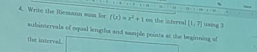 Solved 4. Write the Riemann sum for f(x)=x2+1 on the | Chegg.com
