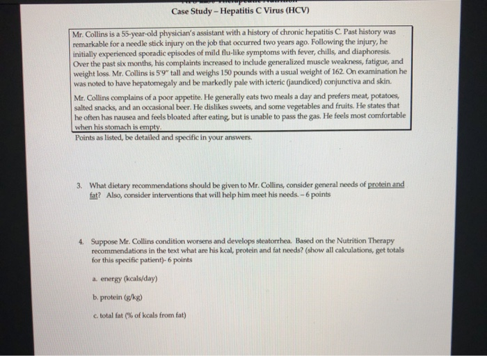 Solved Case Study - Hepatitis C Virus (HCV) Mr. Collins is a | Chegg.com