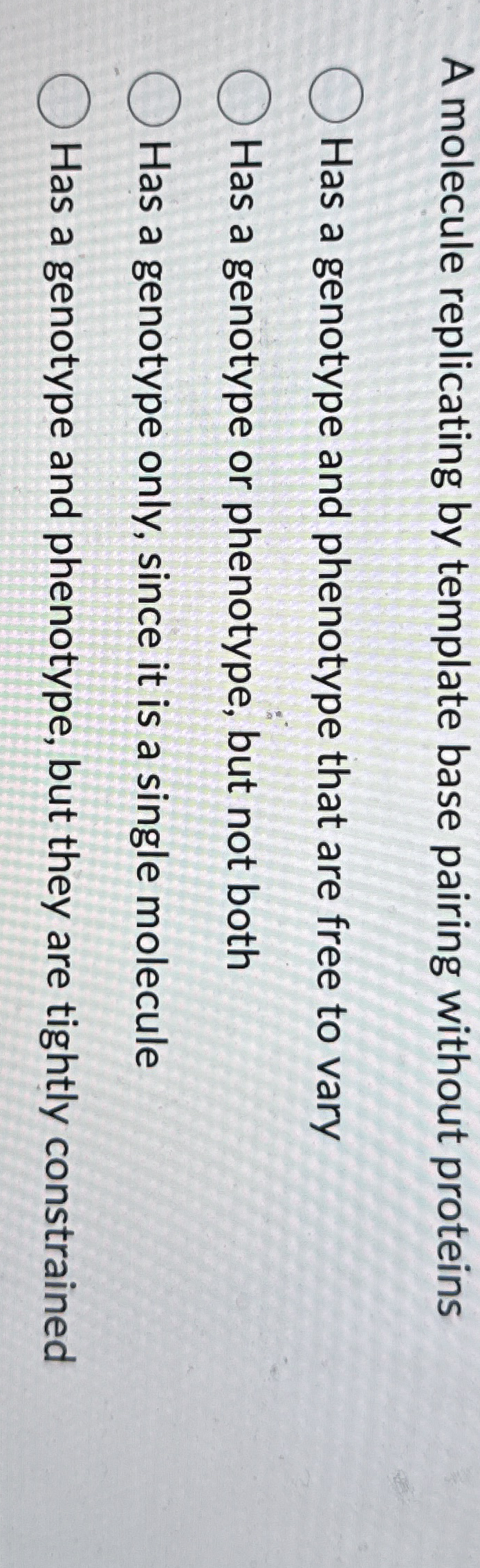 Solved A molecule replicating by template base pairing | Chegg.com