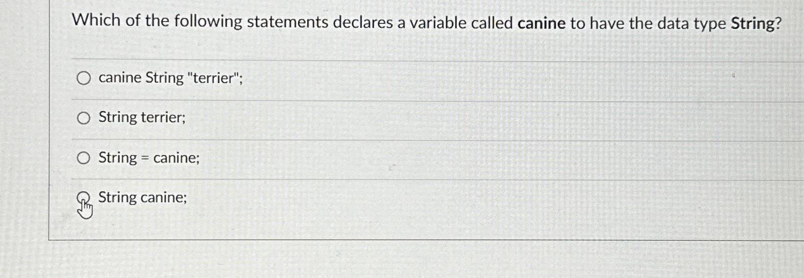 Solved Which of the following statements declares a variable | Chegg.com