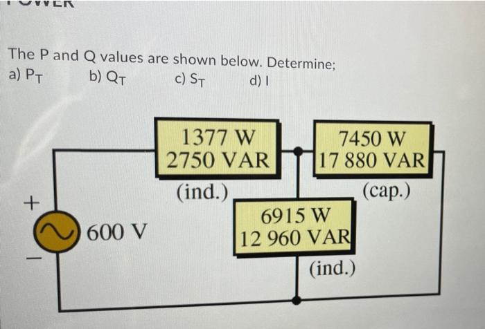 Solved The P and Q values are shown below. Determine; a) PT | Chegg.com