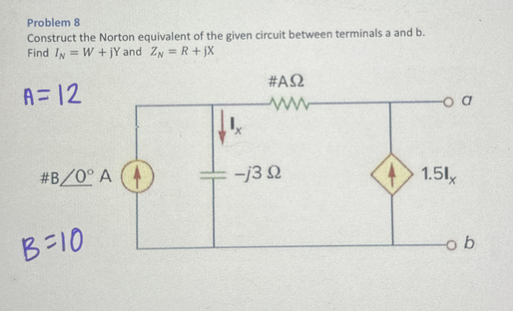 Solved Problem 8Construct the Norton equivalent of the given | Chegg.com