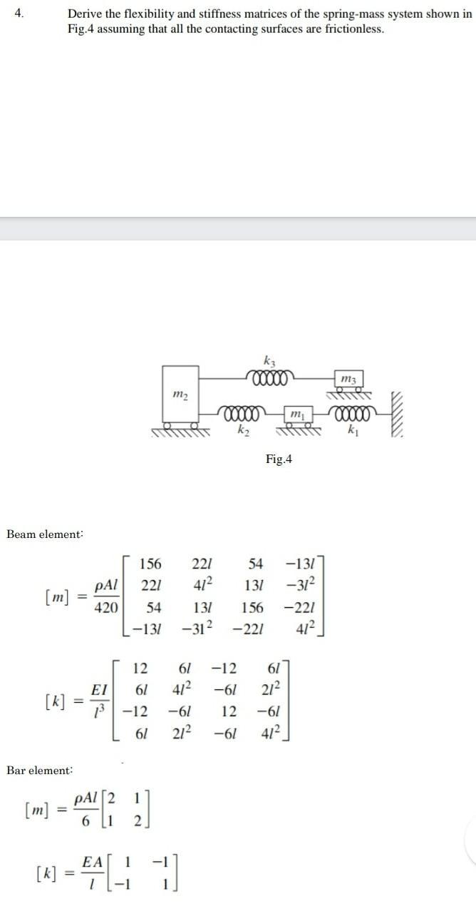 Solved 4. Derive the flexibility and stiffness matrices of | Chegg.com