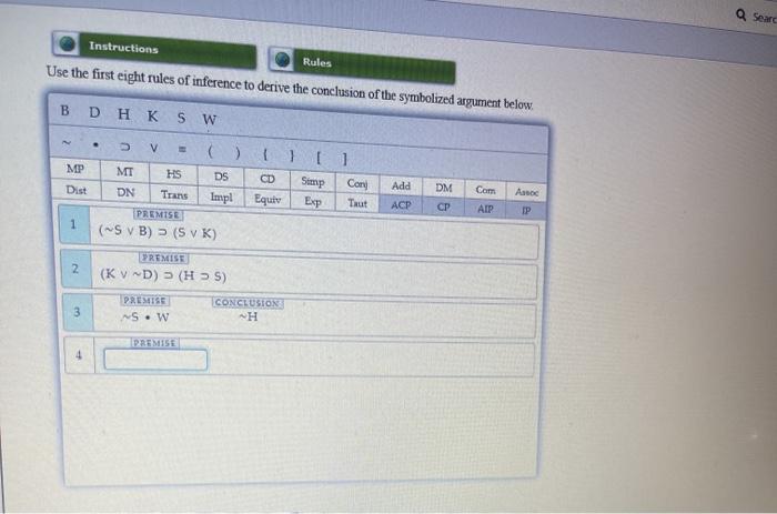 Solved Use the first eight rules of inference to derive the | Chegg.com