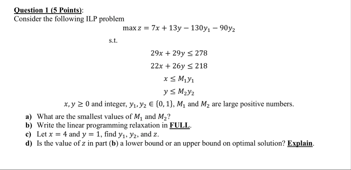 Solved Question 1 (5 ﻿Points):Consider the following ILP | Chegg.com