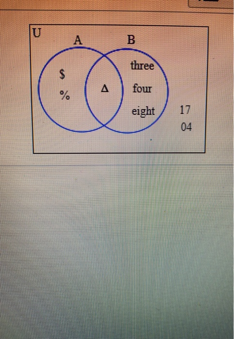 Solved Use the Venn diagram to determine n(U) - n(B). n(U) - | Chegg.com