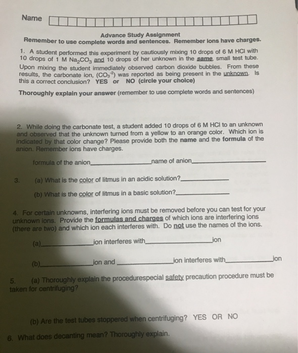 Solved Name Advance Study Assignment Remember to use | Chegg.com