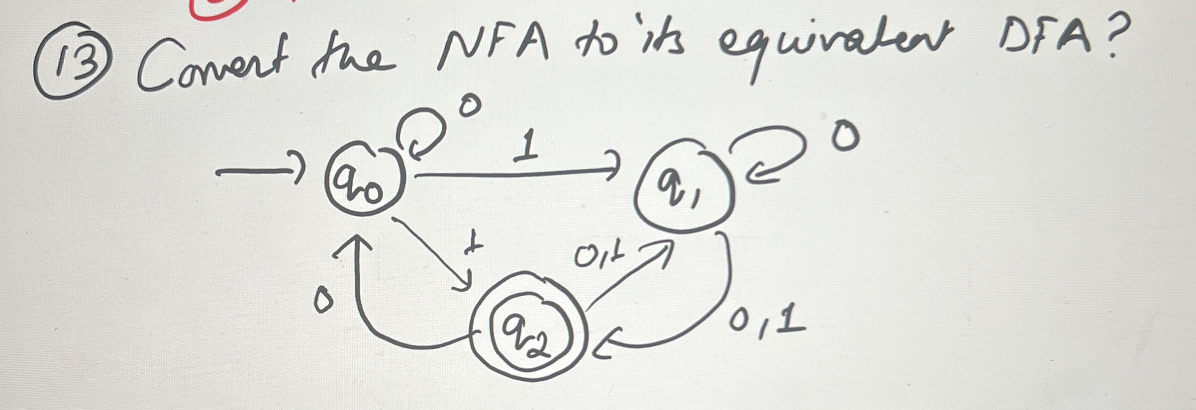 Solved (13) ﻿Comert the NFA to its equivatear DFA?Please | Chegg.com