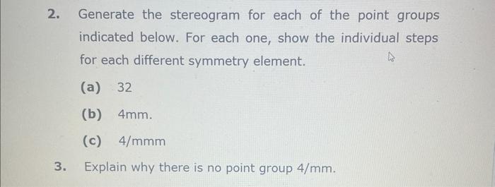 Solved 2. Generate the stereogram for each of the point | Chegg.com