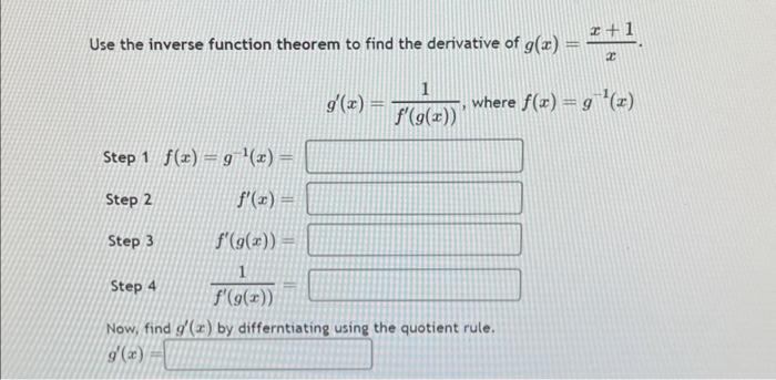 Solved Use the inverse function theorem to find the | Chegg.com