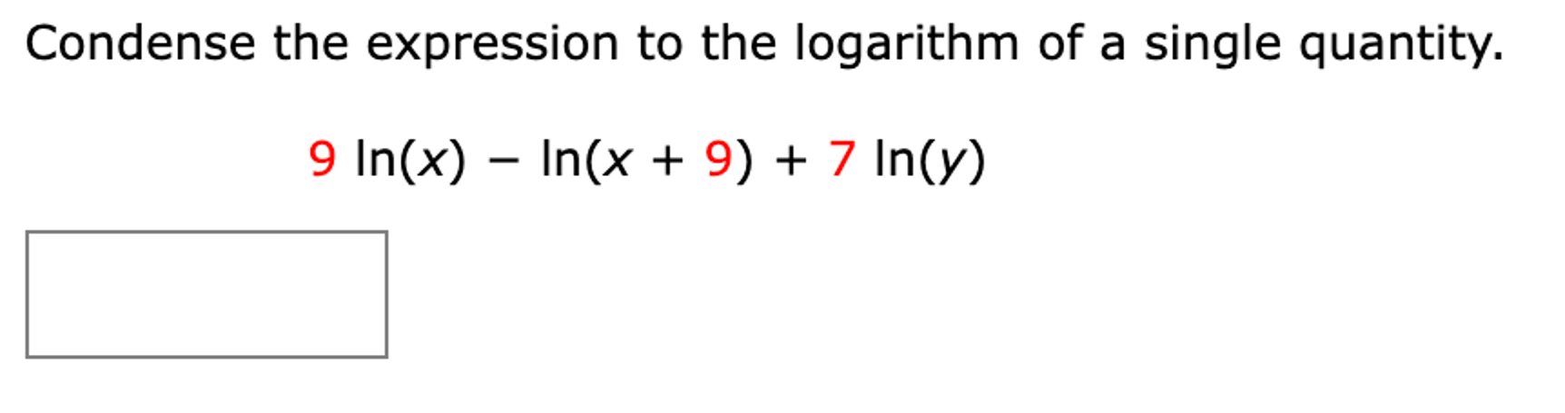 Solved Condense the expression to the logarithm of a single | Chegg.com