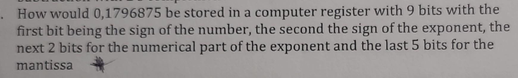 Solved How would 0,1796875 be stored in a computer register | Chegg.com