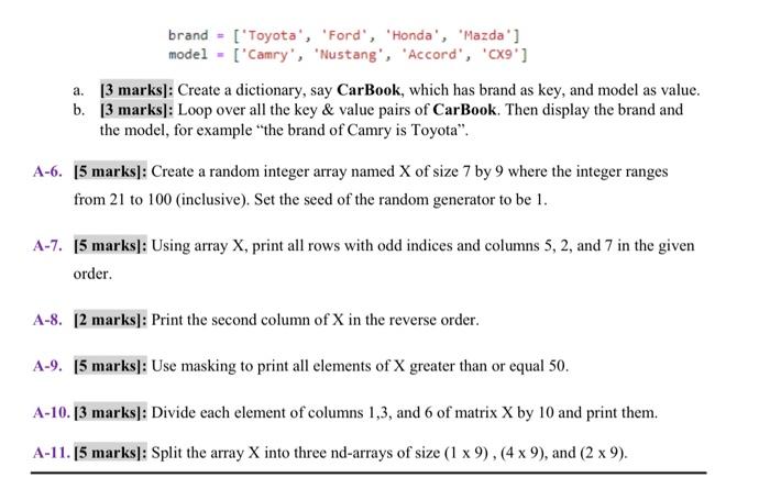 Solved A-5. : Consider the following two lists: brand =[ | Chegg.com