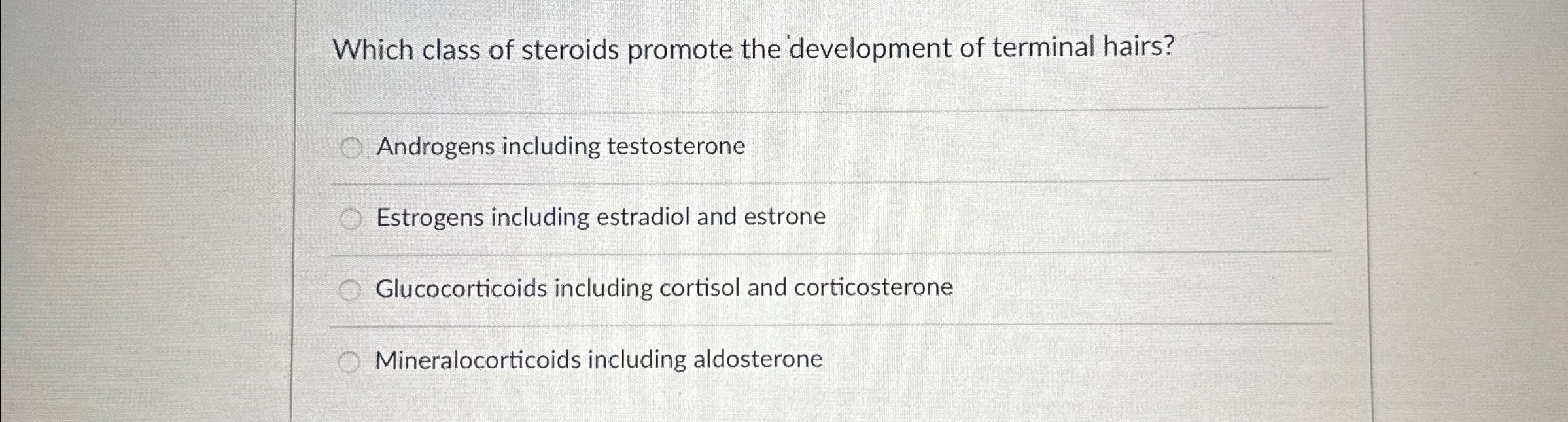 Solved Which class of steroids promote the development of | Chegg.com