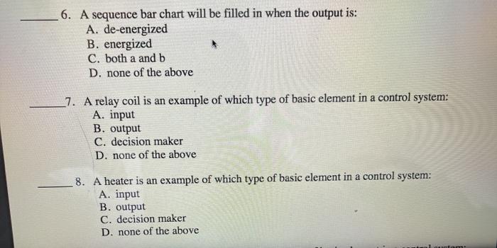 Solved 6. A sequence bar chart will be filled in when the | Chegg.com