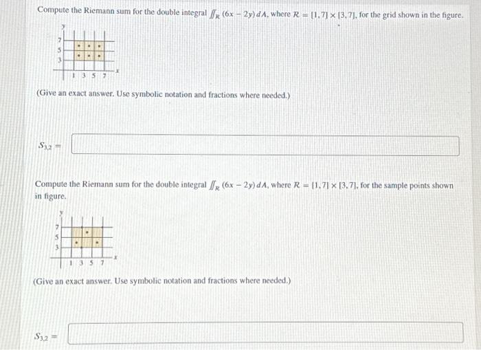 Solved Compute the Riemann sum for the double integral | Chegg.com