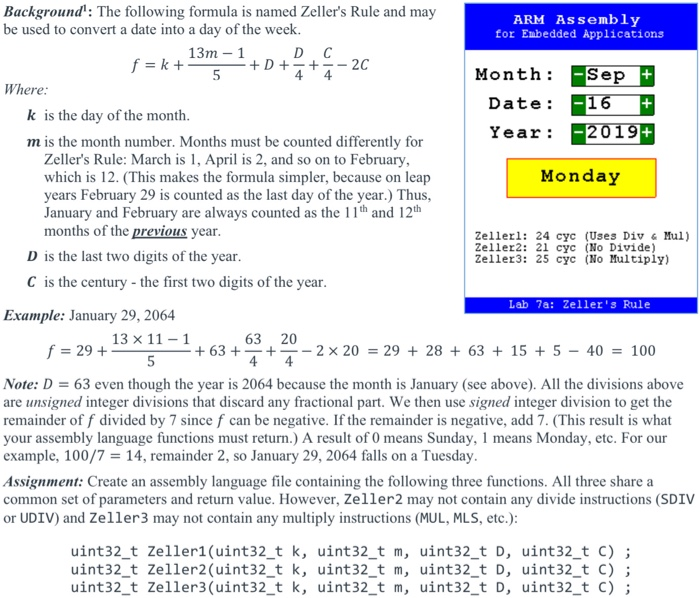 Background1: The following formula is named Zeller's | Chegg.com