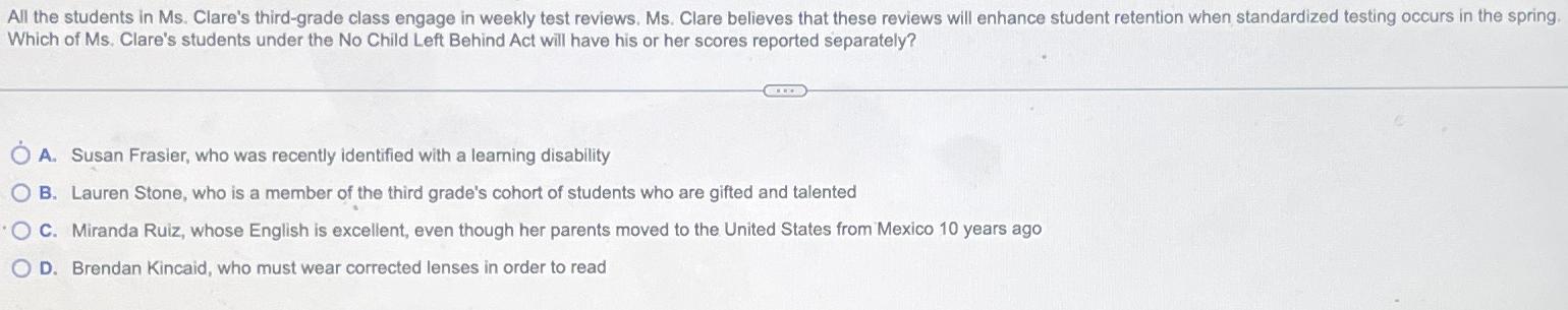 Solved All the students in Ms. Clare's third-grade class | Chegg.com