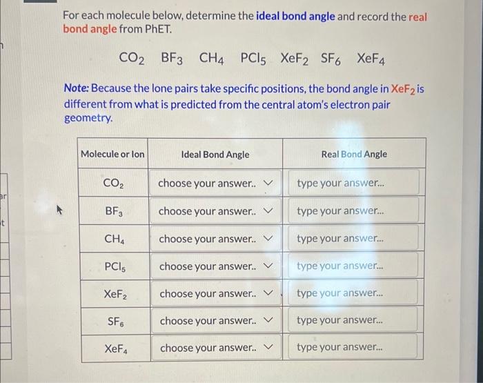Solved For each of the molecule below, determine the ideal | Chegg.com