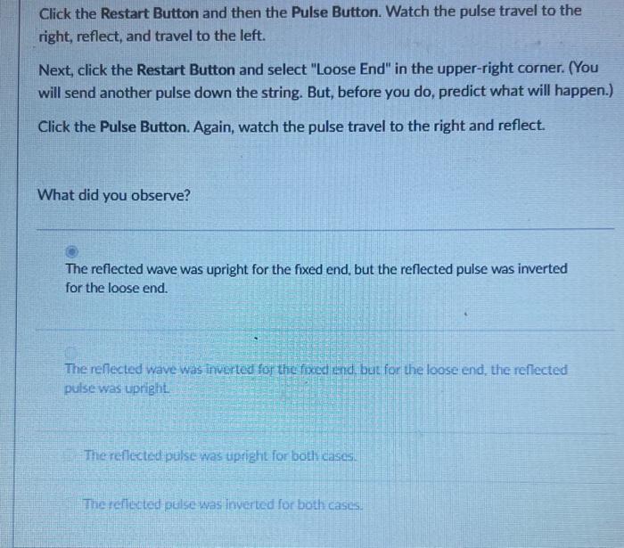 Solved Click the Restart Button and then the Pulse Button. | Chegg.com